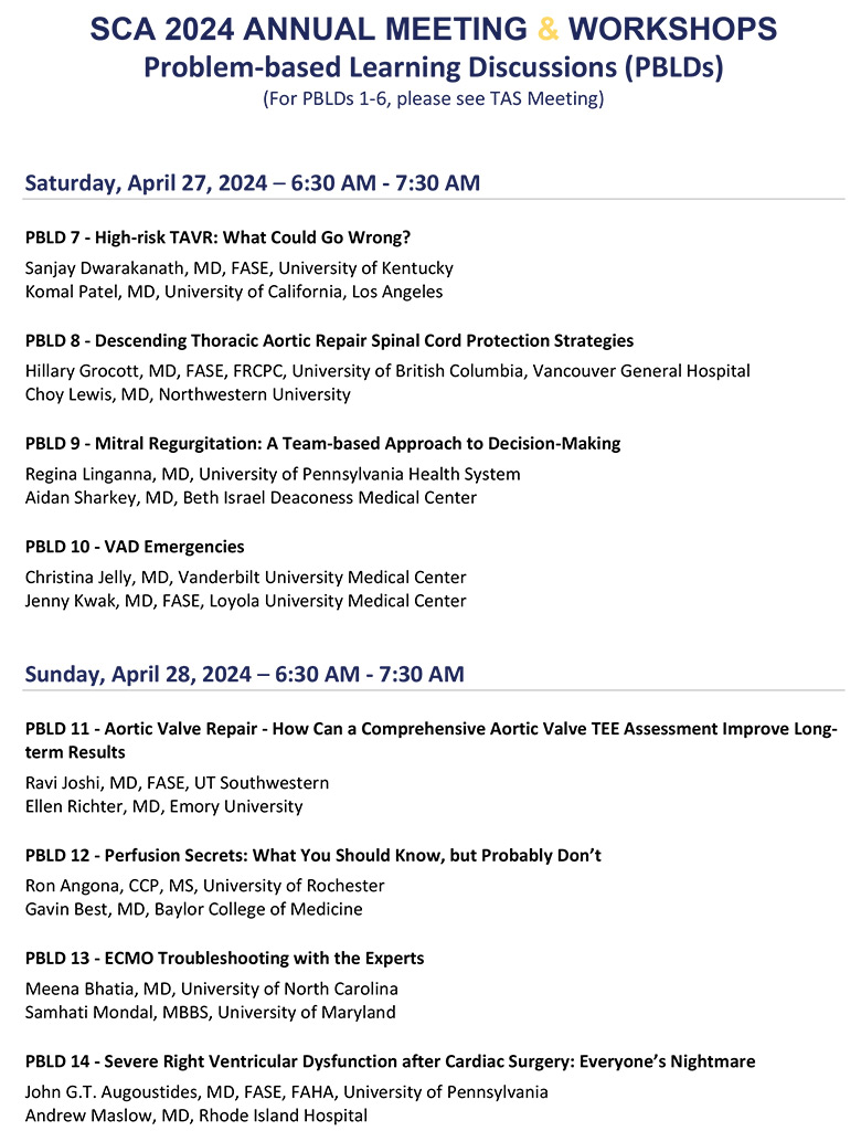 SCA 2024 Annual Meetings & Workshops